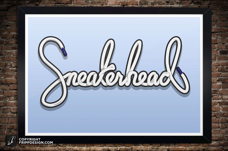 Sneakerhead Shoe Lace Custom Lettering - Wall Art Gift for Sneaker ...