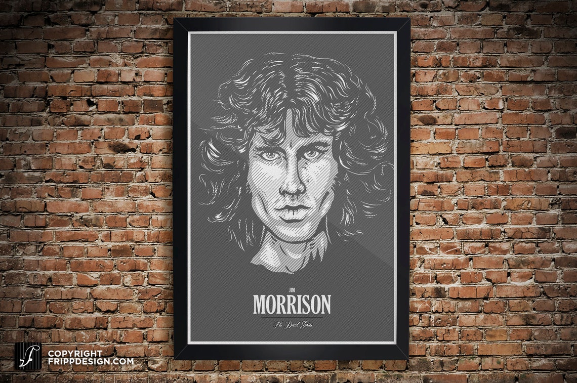 Jim Morrison of the Doors Custom Illustration Premium Poster Wall Art ...