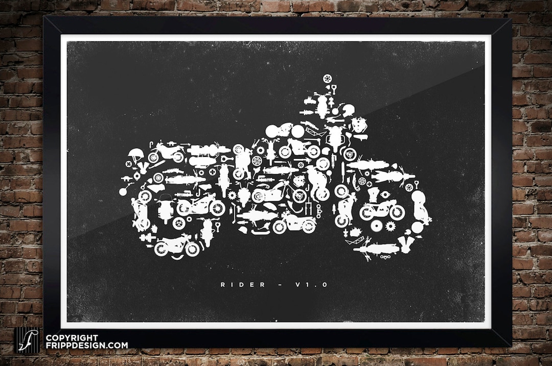 Motorcycle Collage of Bikes, Choppers, Dirt Bikes and Parts - Premium ...