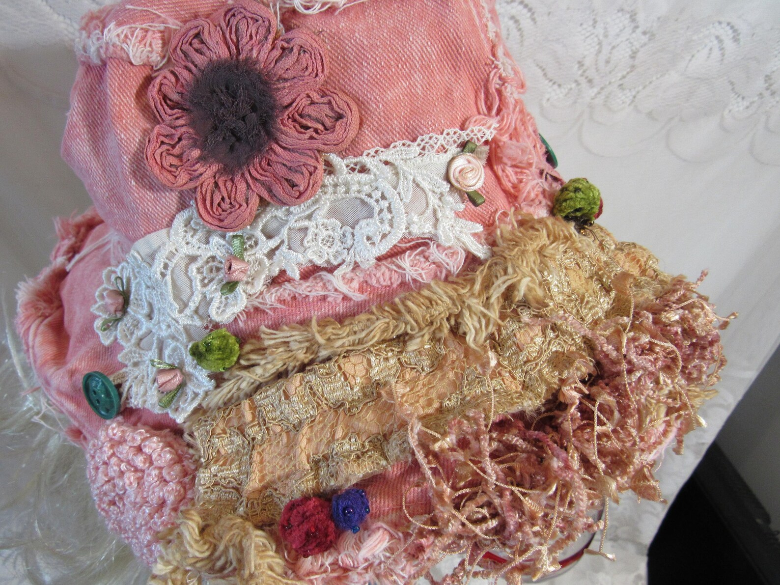 Peachy/pink Bucket Hat, Bits and Pieces of Vintage Fabrics, Soft ...