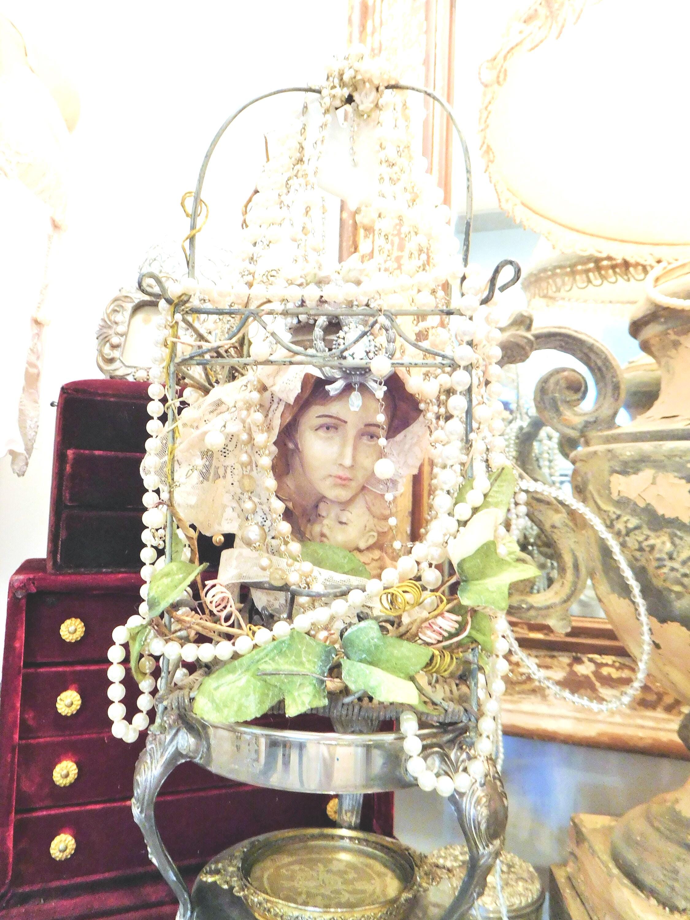 Virgin Mary Reliquary: Handmade Religious Centerpiece With Vintage ...