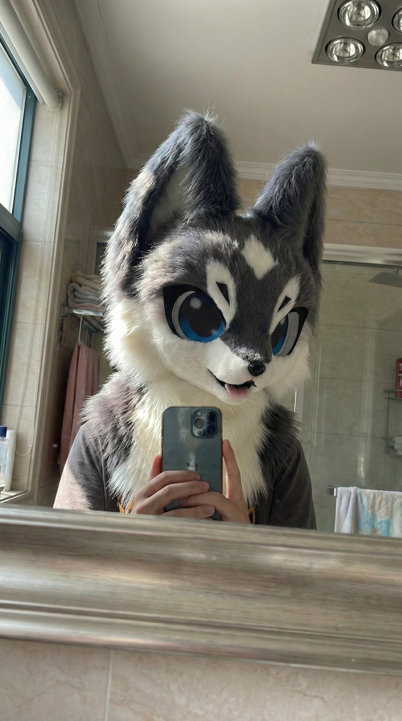 Kemono Fursuit Head With Matching Paws & Tail – Anime Cat Dog Cosplay ...