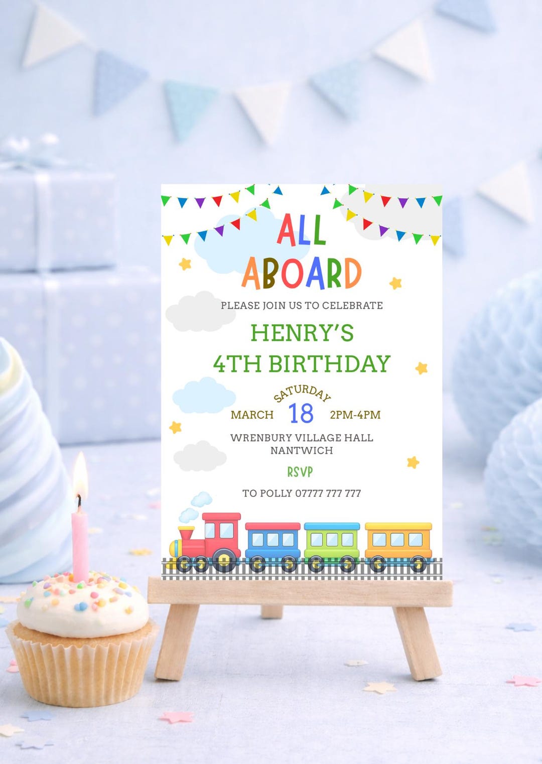 All Aboard Train Birthday Invitation | Train Party Invite | Choo Choo ...