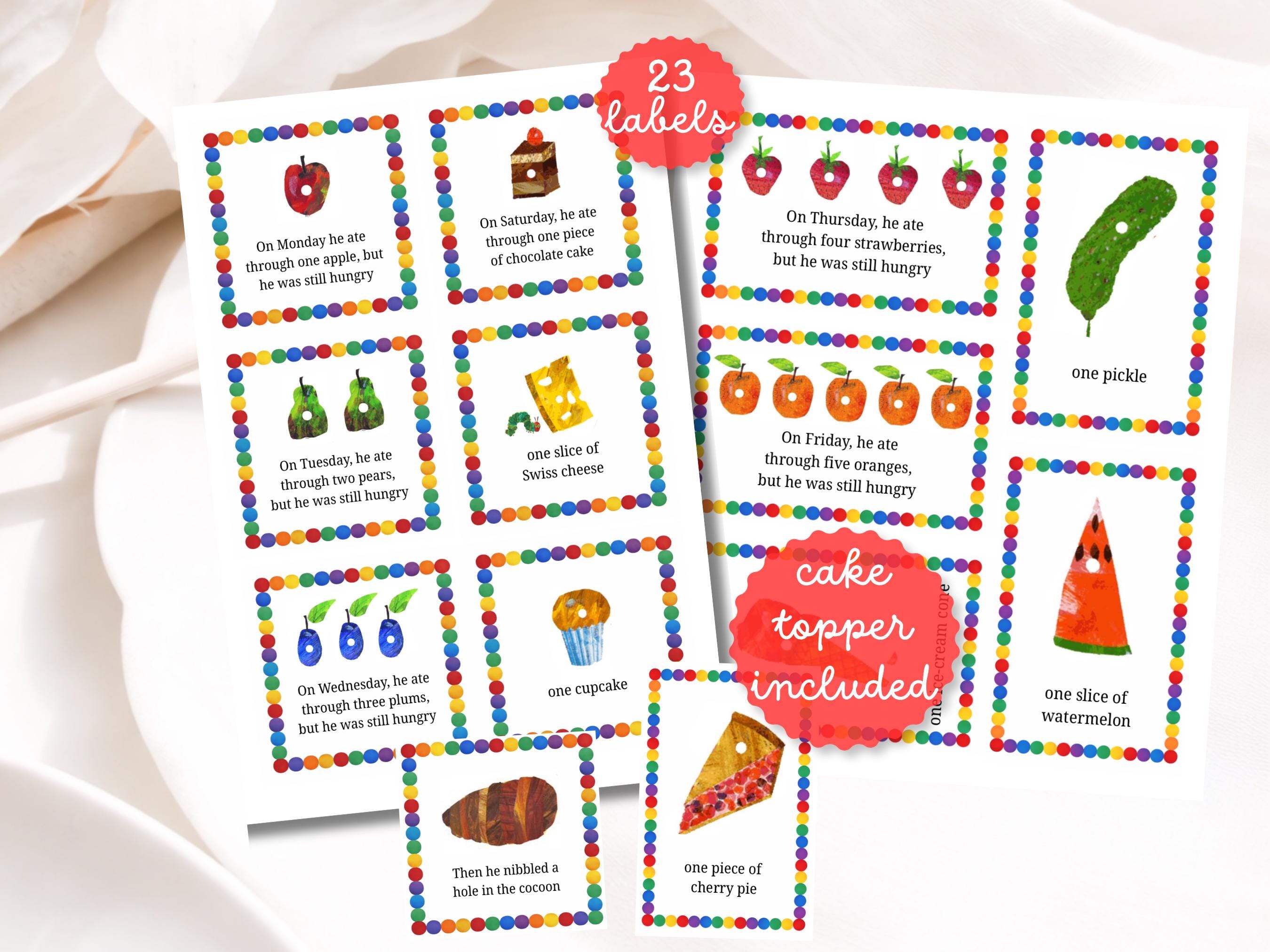 Very Hungry Caterpillar Food Tags | Printable Kids Birthday Party Food ...
