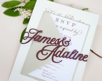 Curved Shape Wedding Invitation Modern Letterpress - Etsy