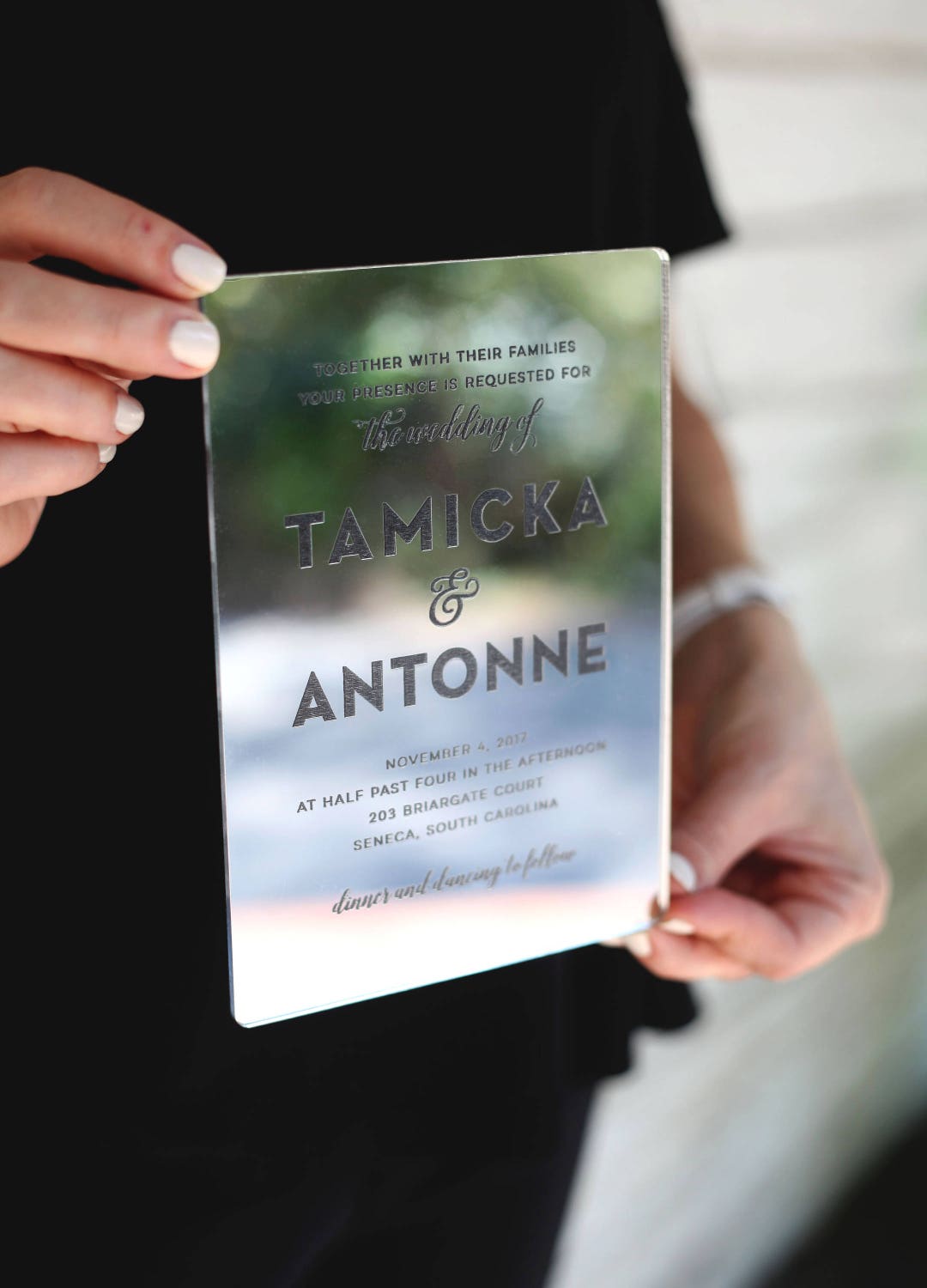 Silver Mirror Wedding Invitation, Luxury Unique Wedding Invitation - Etsy
