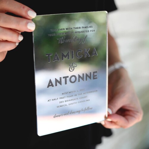 Silver Mirror Wedding Invitation Luxury Unique Wedding - Etsy