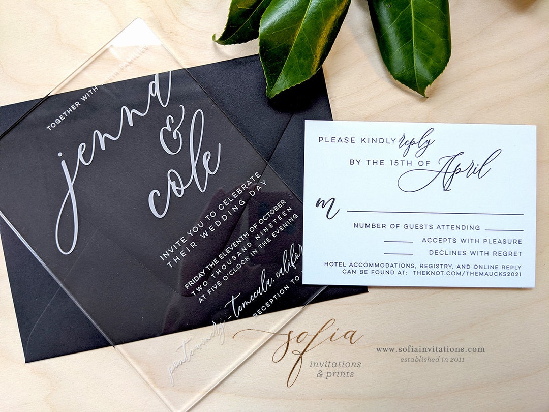 Clear Acrylic Wedding Invitation With Black Envelope for a Modern ...