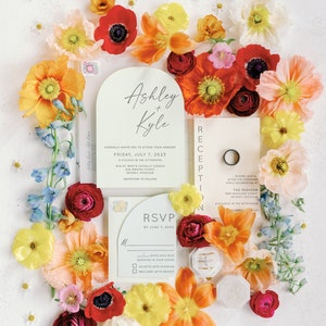 Curved Shape Wedding Invitation Modern Letterpress - Etsy