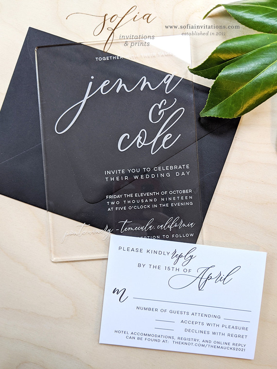 Clear Acrylic Wedding Invitation With Black Envelope for a - Etsy