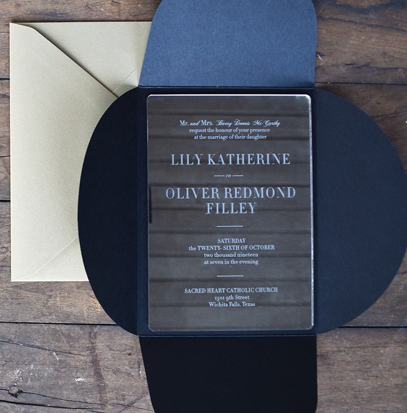 Silver Mirror Wedding Invitation, Luxury Unique Wedding Invitation ...
