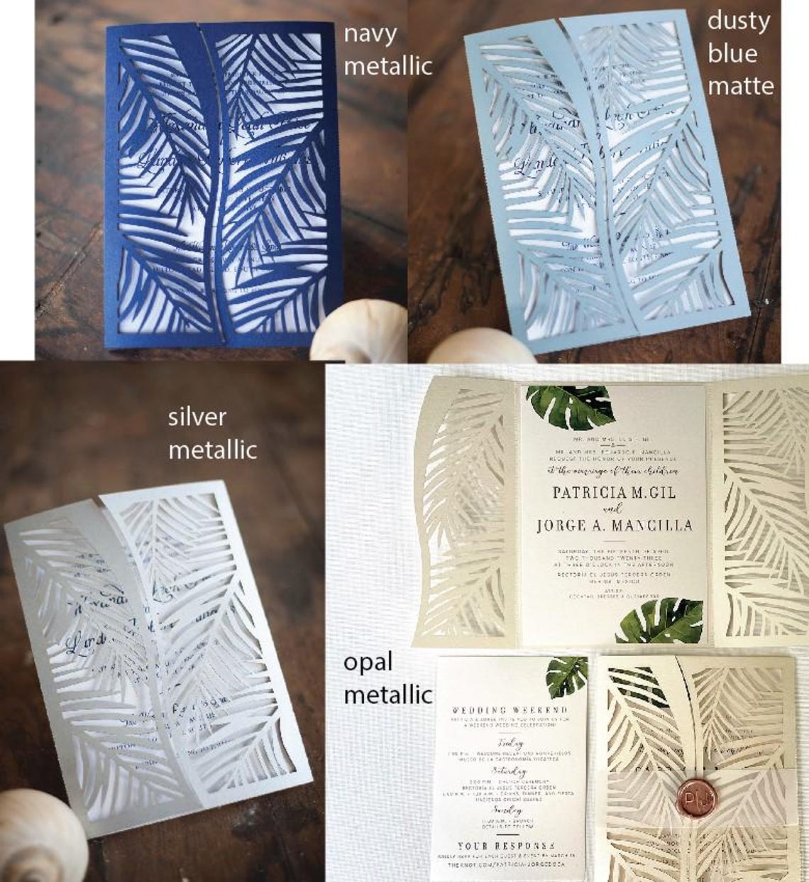 Laser Cut Palm Leaf Gatefold Folder Wrap - Etsy