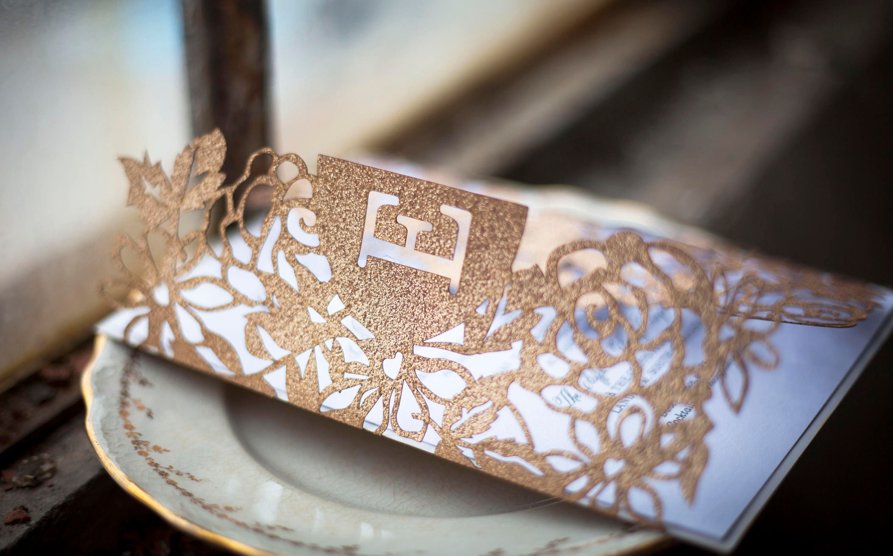 Custom Laser Cut Floral Wedding Invitation in Rose Gold or Any Color - Etsy
