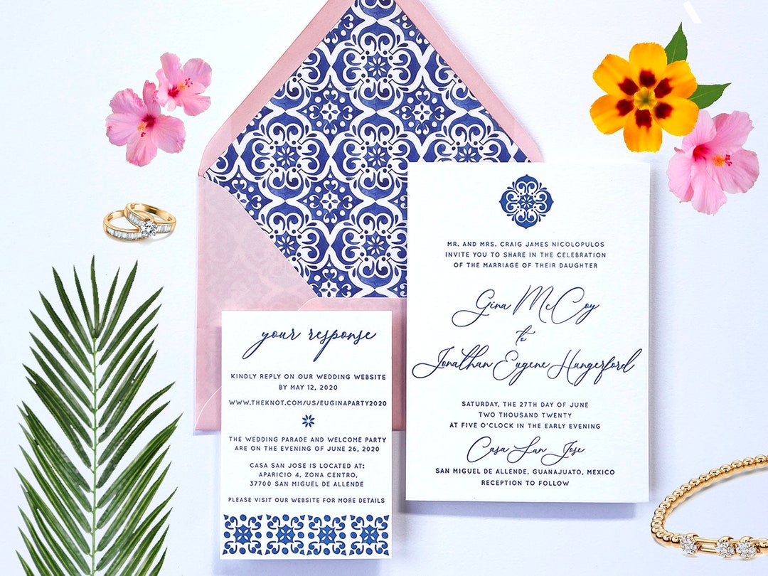 Geometric Pattern Wedding Invitation With Envelope Liner - Etsy