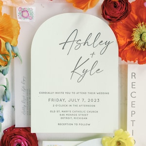 Curved Shape Wedding Invitation Modern Letterpress - Etsy