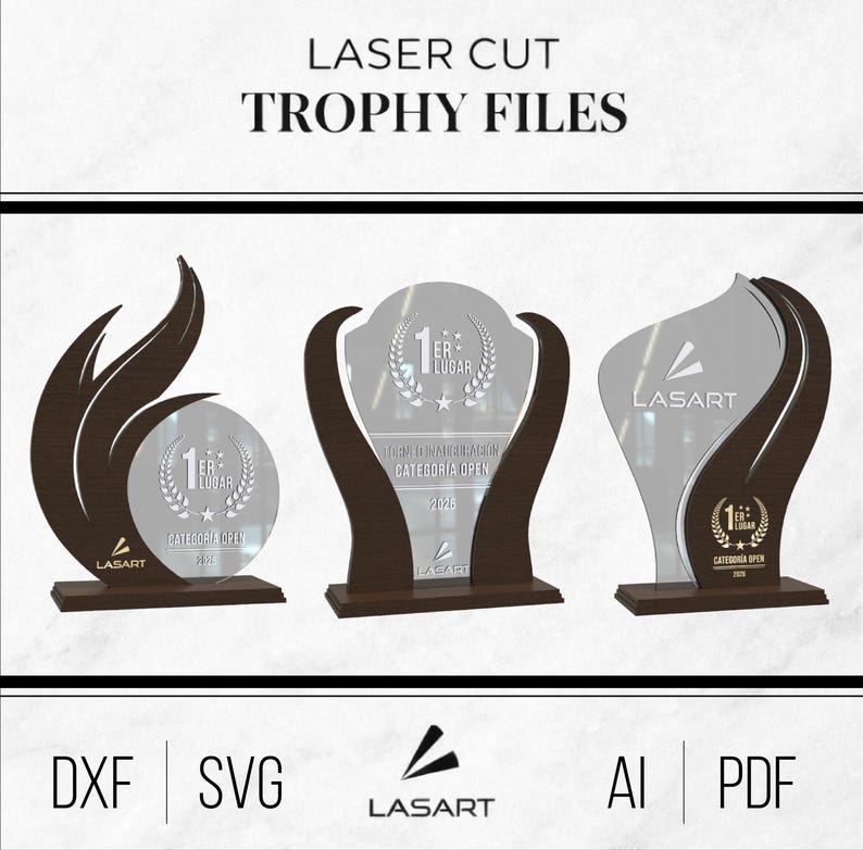 Laser Cut Trophy Files Bundle Vol.3 | 3 Modern Award Designs | DXF SVG ...