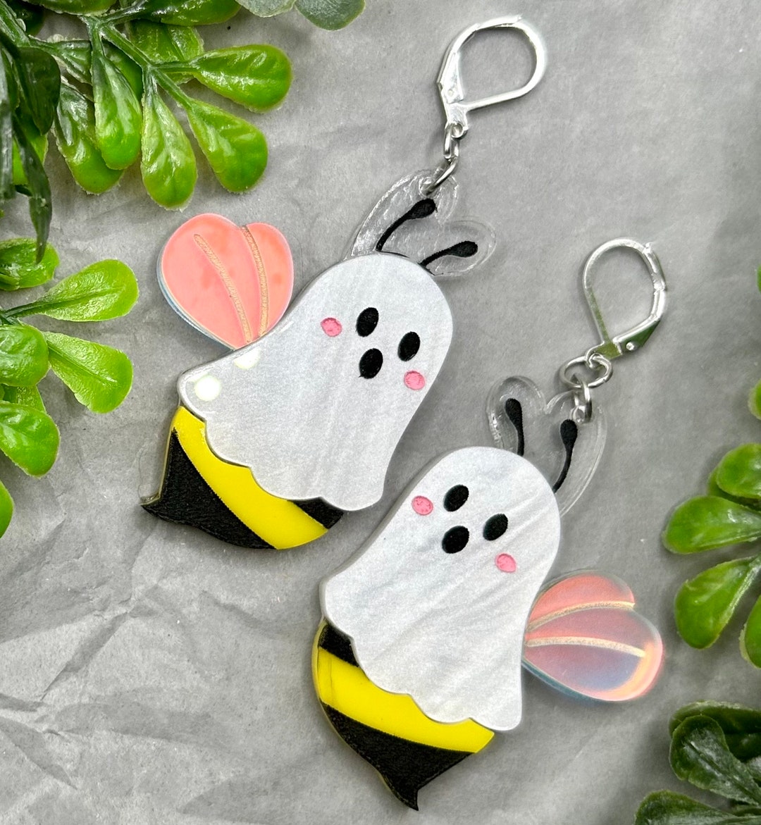 Handmade Laser Cut Boo Bees Ghost Spooky Earrings - Etsy