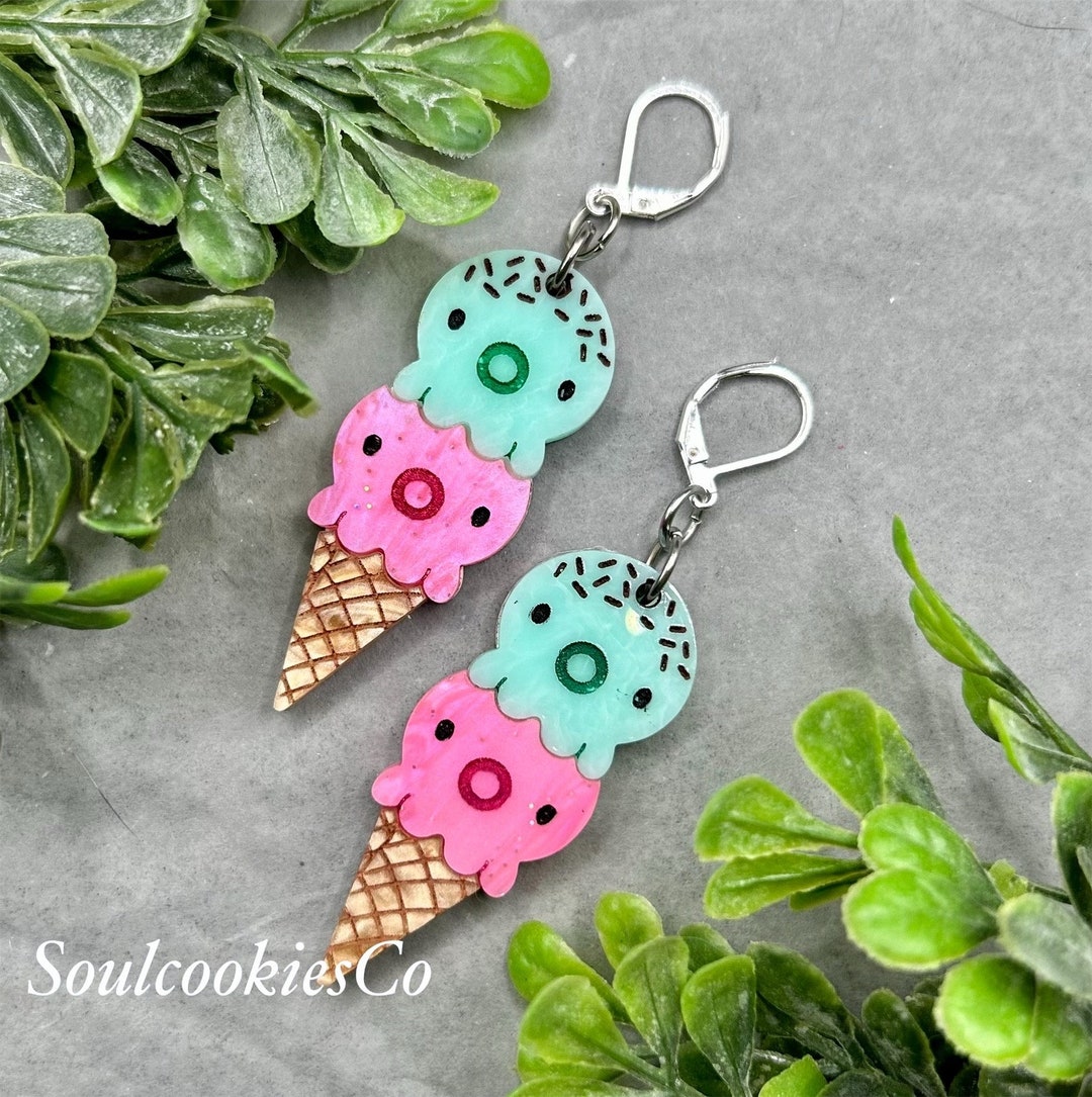 Cute Summer Beach Takochu Octopus Ice Cream Cone Laser Cut Acrylic ...