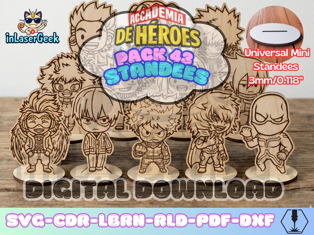 Anime Manga MHA Figures Pack of 43 Laser Cut Files Svg Dxf Cdr Lbrn Rld ...