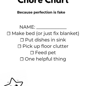 Bare Minimum Chore Chart - Etsy