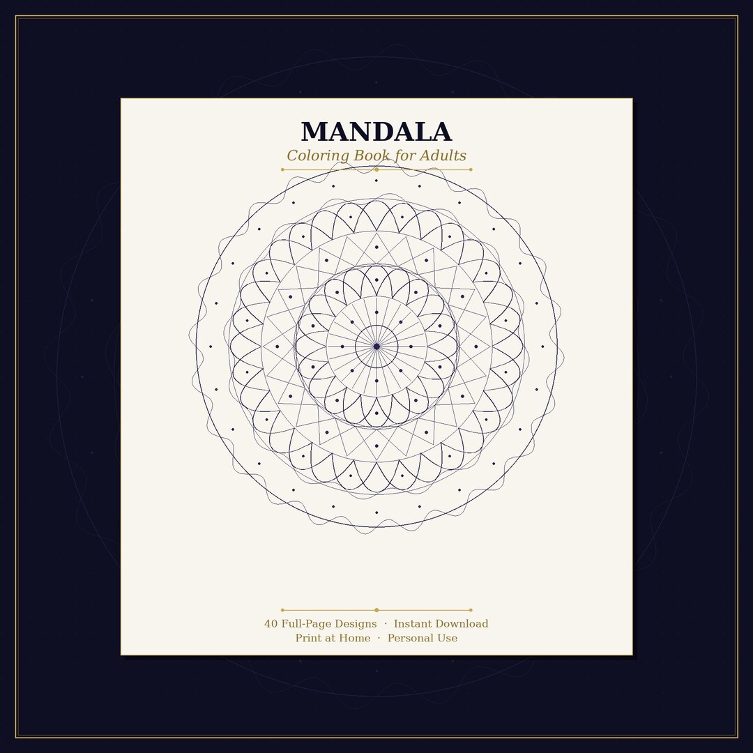 Mandala Coloring Book Adults | 40 Sacred Geometry Designs (digital ...