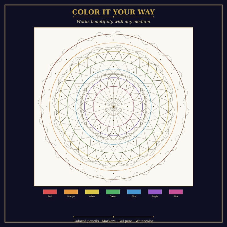 Mandala Coloring Book Adults | 40 Sacred Geometry Designs (digital ...