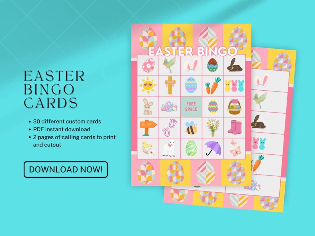 Printable Easter Pastel Bingo Cards for Easter Party Holiday Theme or ...