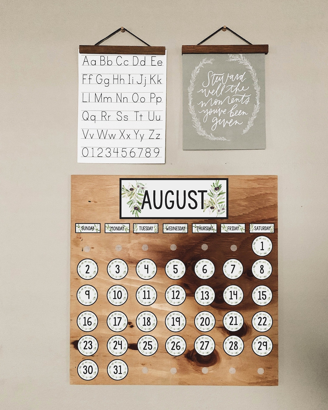 Wall Calendar Decor With Leaves-digital DOWNLOAD - Etsy