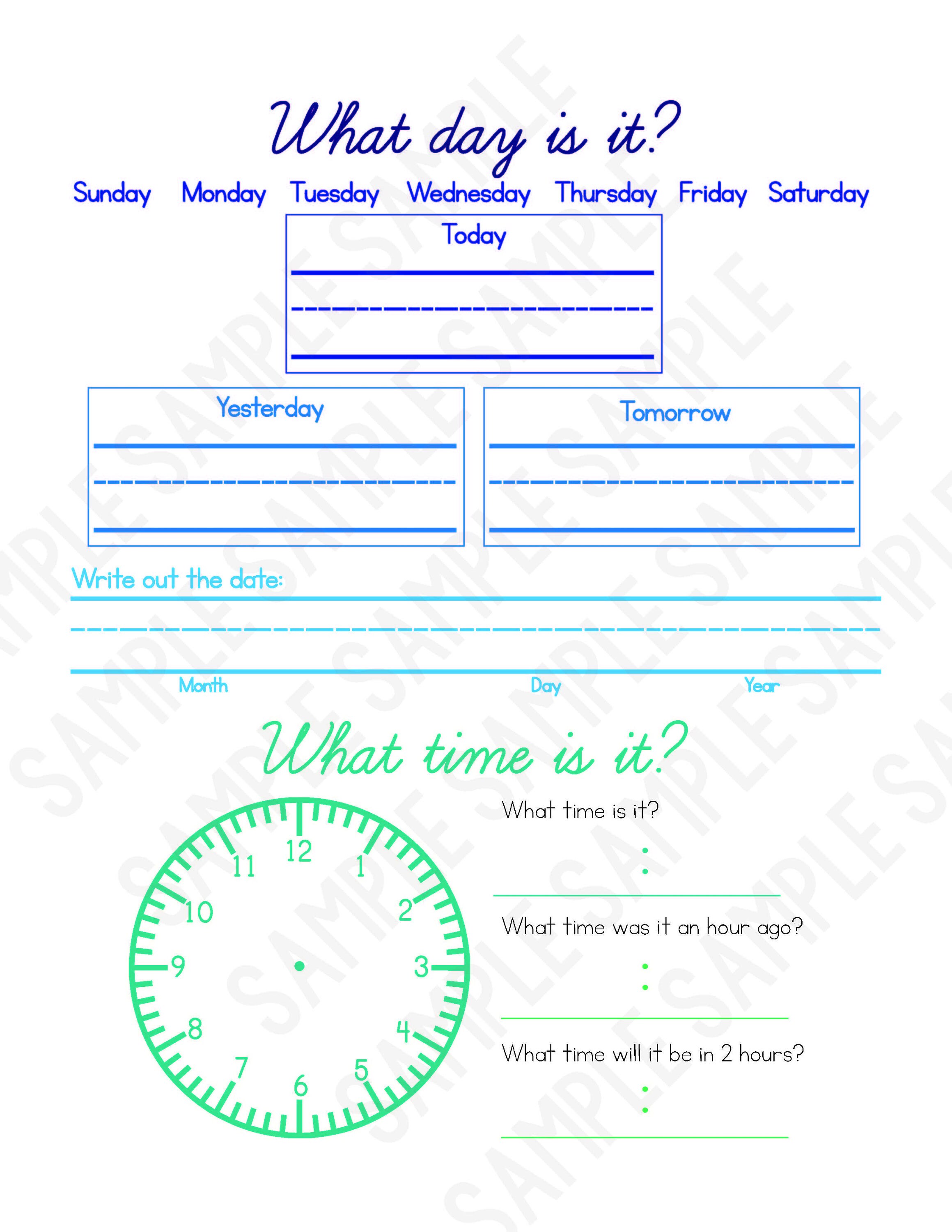 Daily Worksheets-digital DOWNLOAD - Etsy