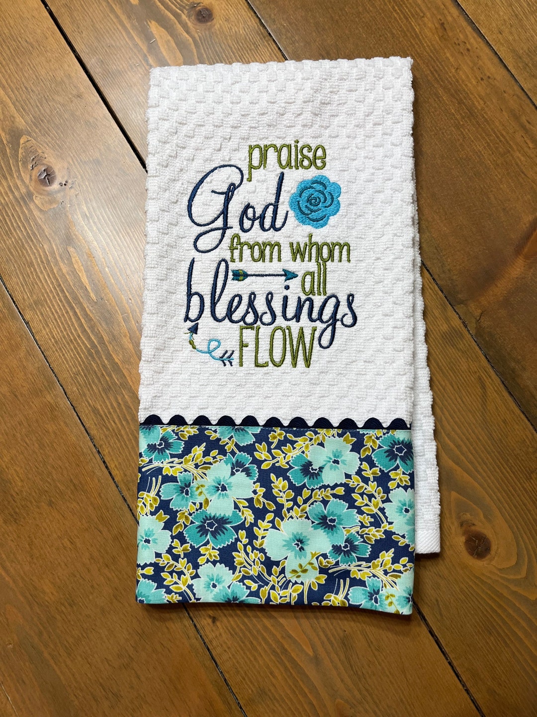 Religious Kitchen Towel Dish Towel Tea Towel Embroidered "praise God ...