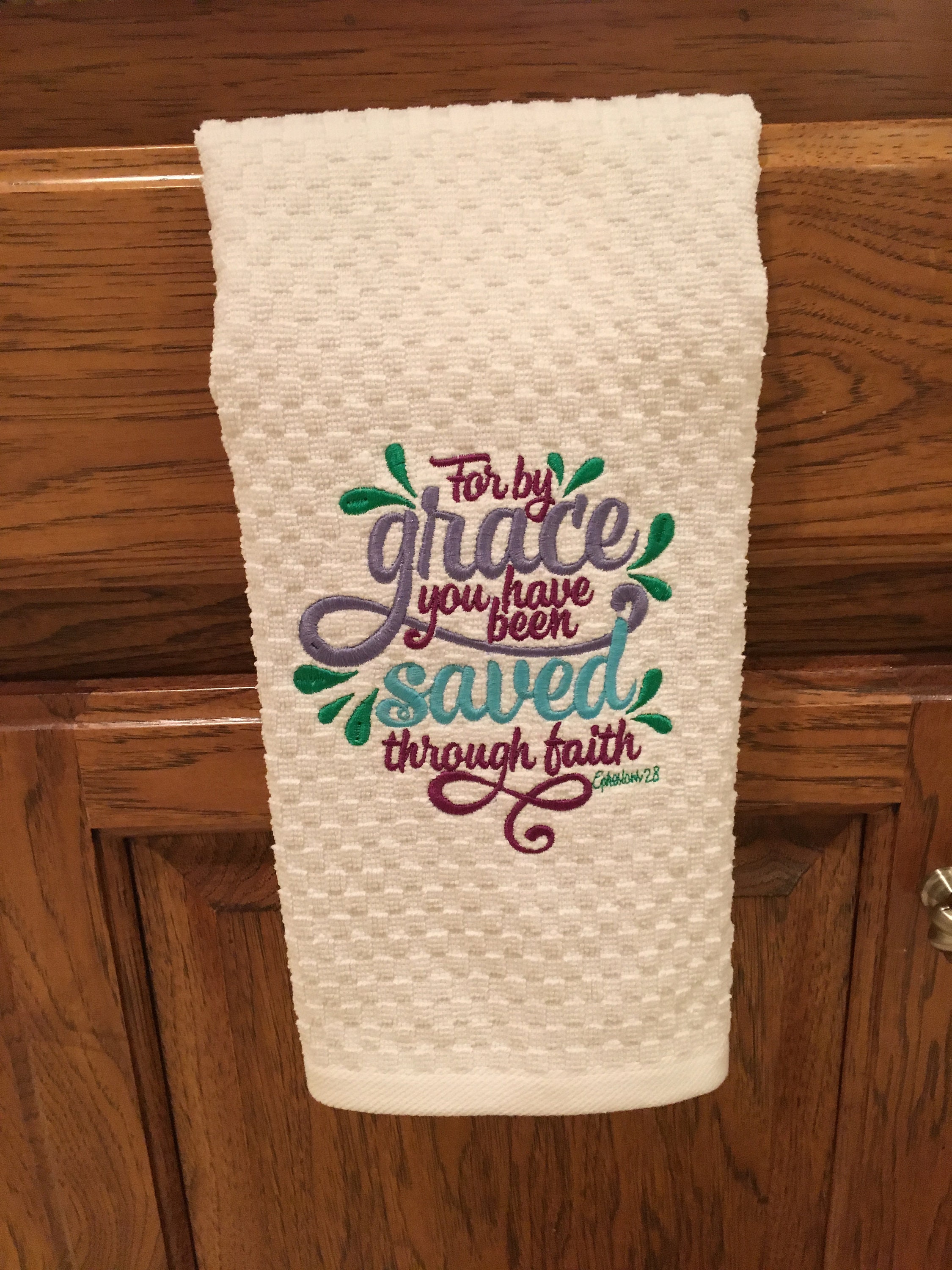 Religious Kitchen Towel Dish Towel Tea Towel Embroidered - Etsy Ireland