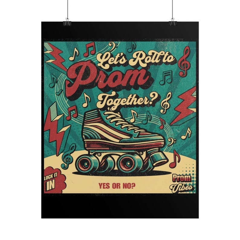Retro Roller Skate Promposal Poster, 70s Disco Vibes, Vintage Ask ...