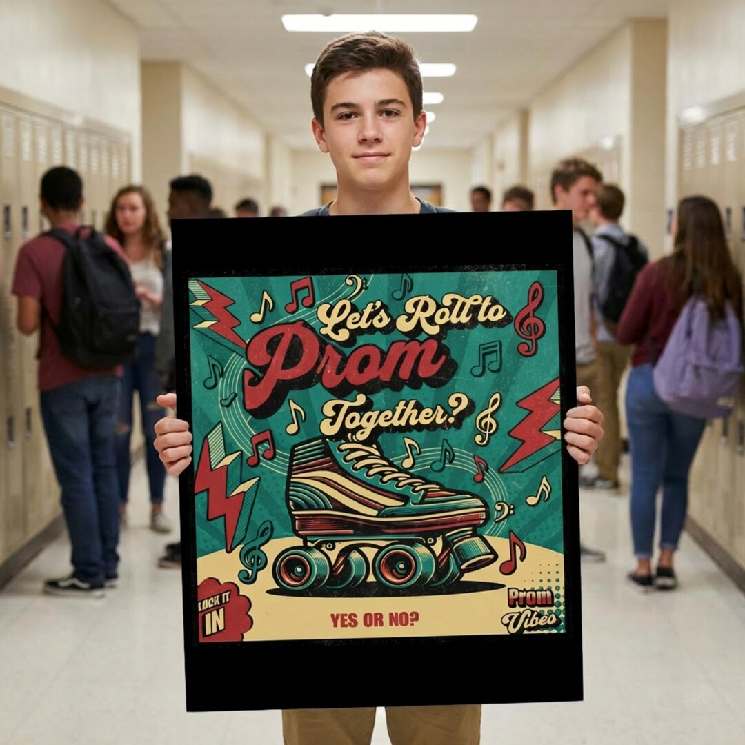 Retro Roller Skate Promposal Poster, 70s Disco Vibes, Vintage Ask ...