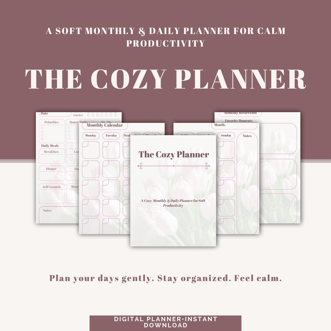 Digital Monthly and Daily Planner | Cozy Soft Pastel Planner ...