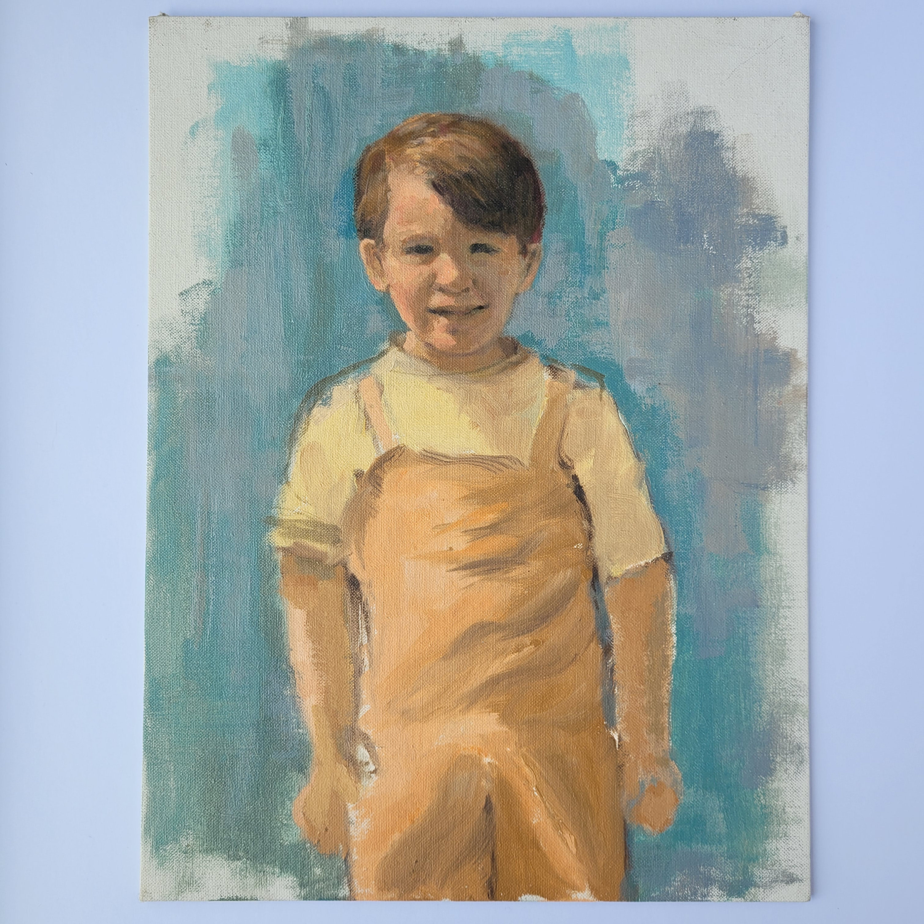 Beautiful Vintage Oil Painting Portrait of a Young Boy on Canvas Board ...