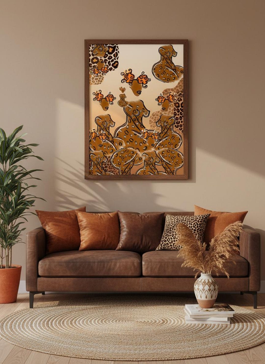 Leopard Floral Pattern Poster | Animal Print Fine Art Poster - Etsy