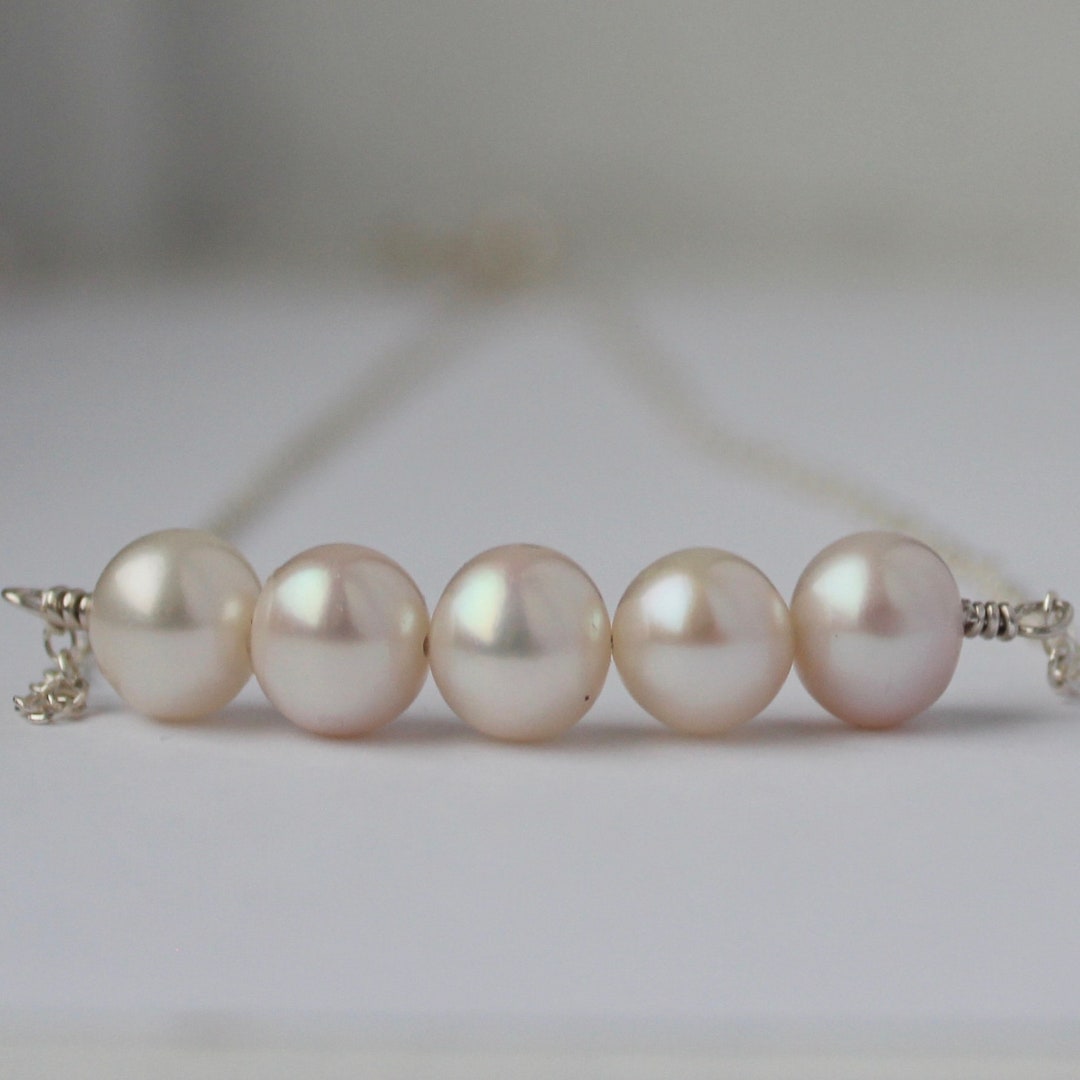 5 Pearl Freshwater Pendant Necklace | Graduation Gift for Her | Five ...