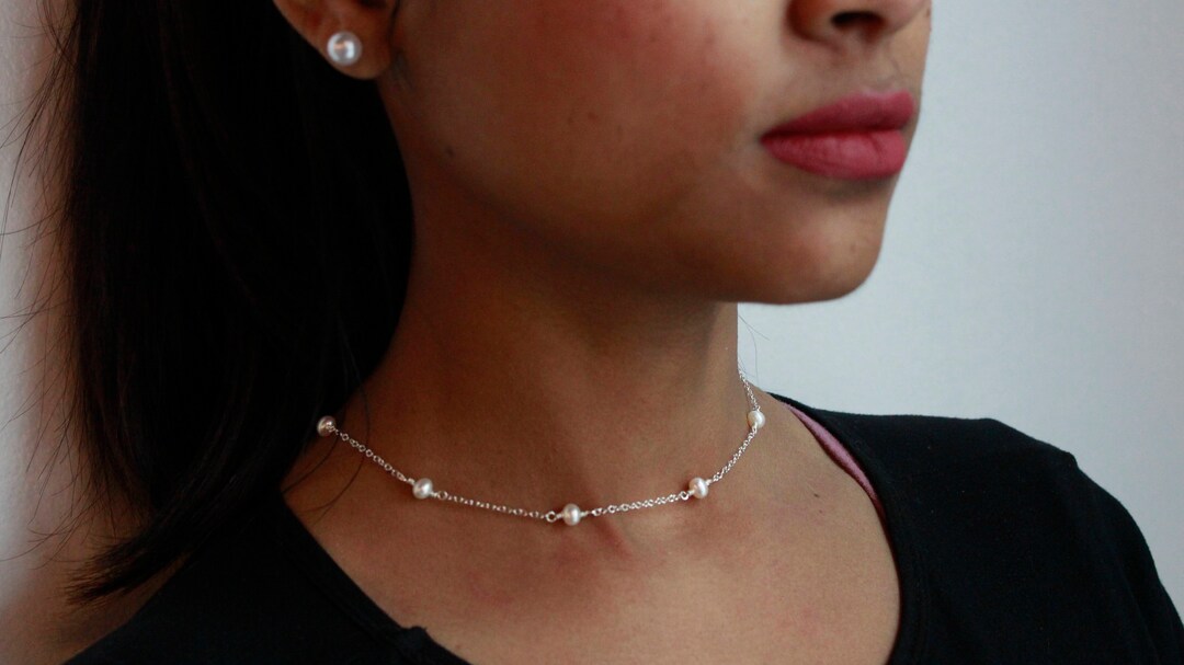 Real Pearl Station Necklace | Cultured Freshwater Pearls | Tin Cup ...