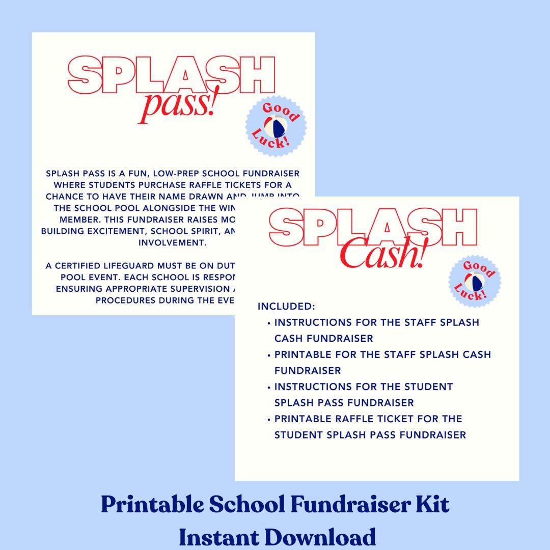 School Pool Fundraiser Kit | Splash Cash & Splash Pass | Low-prep PTA ...
