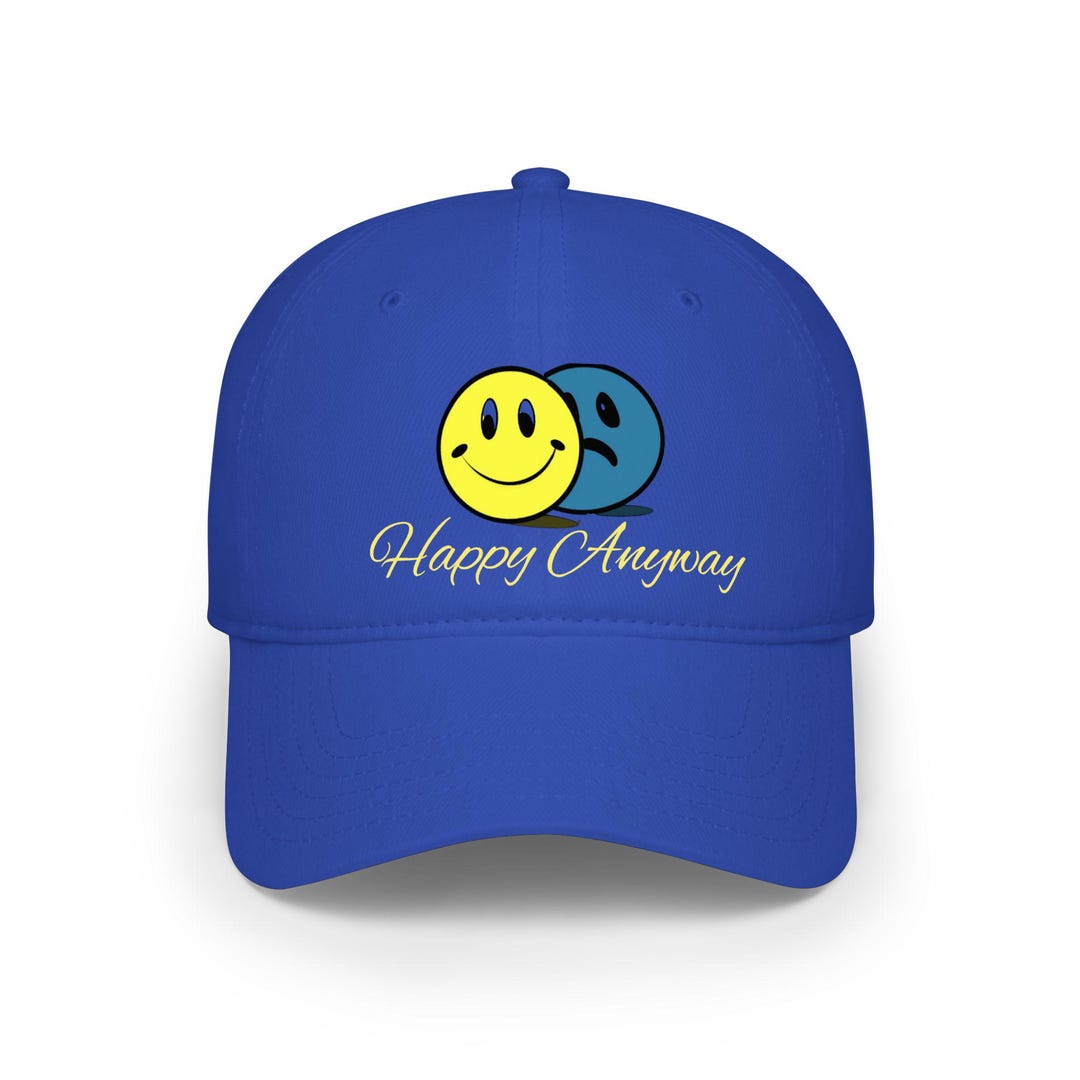 Happy Anyway Smiley Face Cap | Two-tone Mood Embroidery - Etsy