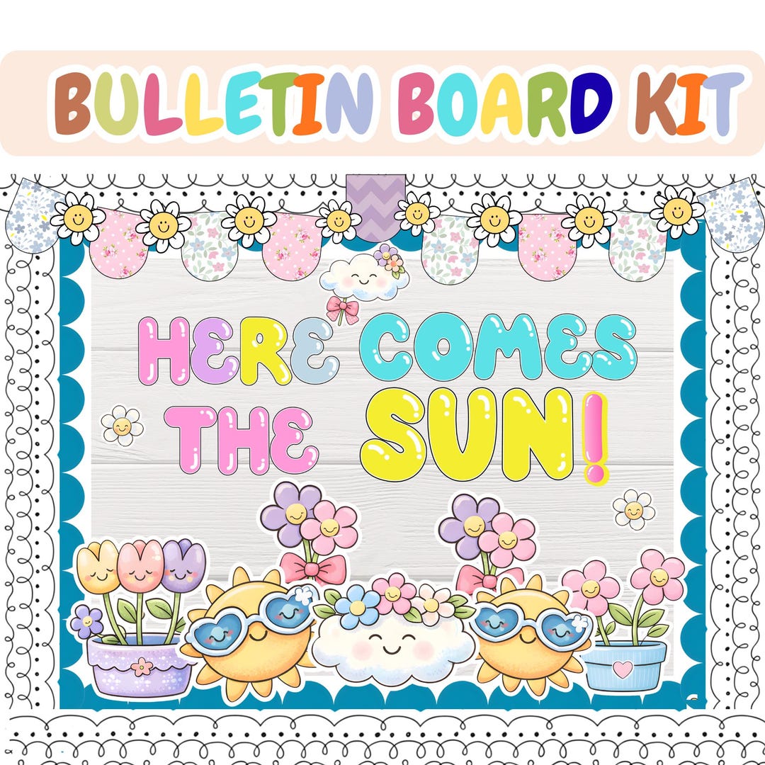 Here Comes the Sun Spring Bulletin Boards, Printable April Spring ...