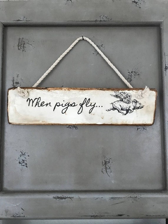 Hanging Sign With when Pigs Fly... Text - Etsy