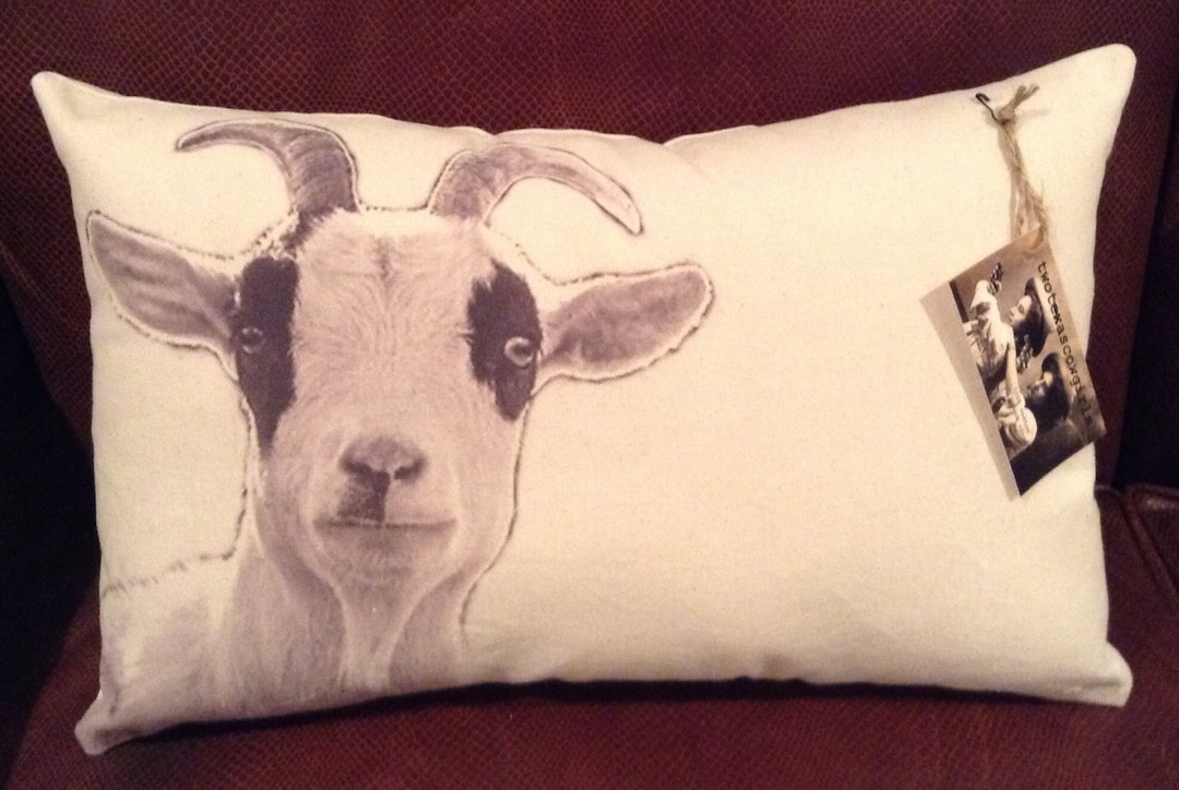 Goat Pillow | Leroy | Decorative Throw Pillow | Complete With Insert or ...