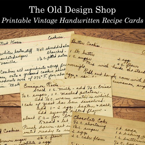 VINTAGE RECIPE CARDS Collage Digital Images printable - Etsy