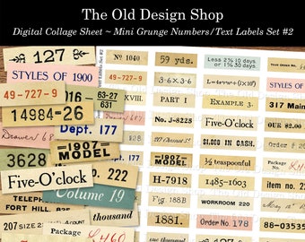 Number Labels Mini Shabby Numbers and Text Label Tags Set 1 | Etsy