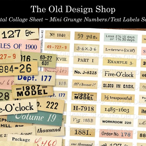 Number Labels Mini Shabby Numbers and Text Label Tags Set 1 | Etsy