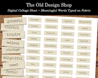 Sewing Theme Words Typed on Fabric Mini Text Labels Printable Digital ...