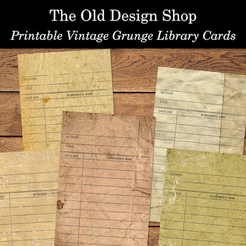 White Library Cards Vintage Style Printable Digital Collage - Etsy