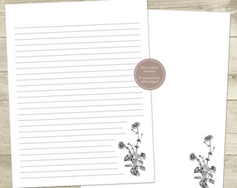 Wildflower Stationery Boho Stationery Border Stationery - Etsy