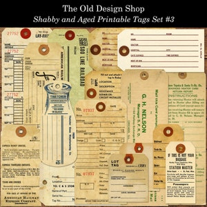 Shabby and Aged Tags Set 3 Printable Vintage Layaway Toe Tag Railway ...